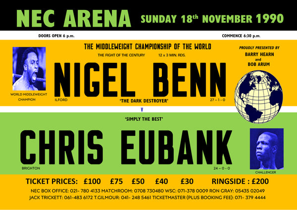 NIgel Benn v Chris Eubank 1960s Poster GO – British Boxing Posters